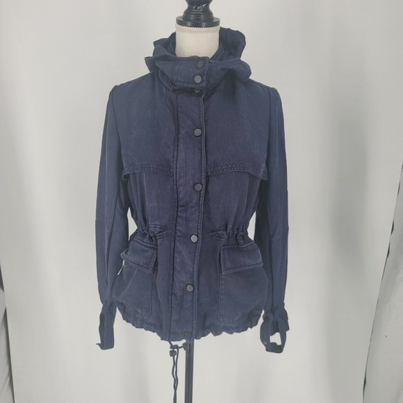 Vince | Jackets & Coats | Vince Hooded Tencel Utility Jacket Navy Blue ...